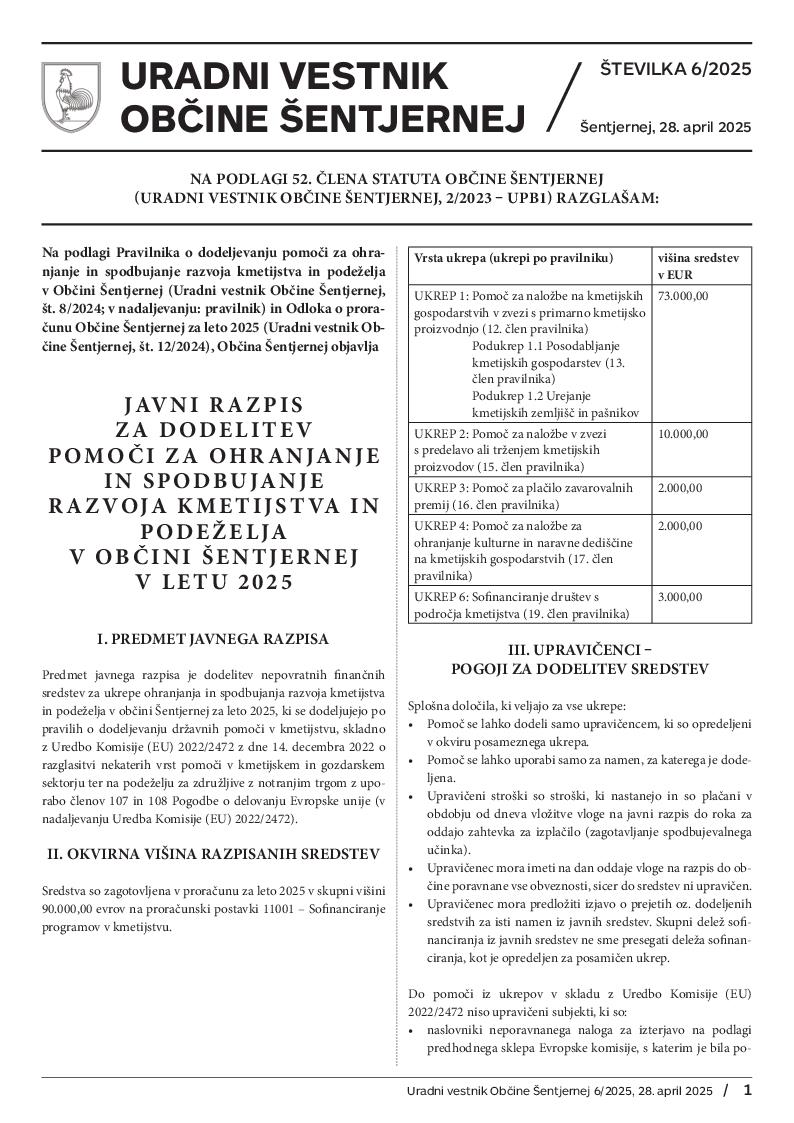 Uradni vestnik št. 6/2025 - sentjernej.si