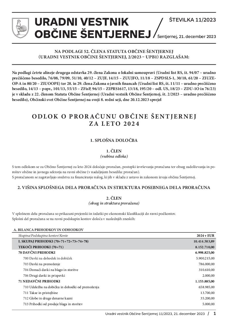 Uradni vestnik št. 11/2023 - sentjernej.si